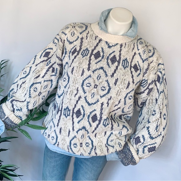 Vintage | Sweaters | V I N T A G E Heavy Oversized Abstract Grandpa ...